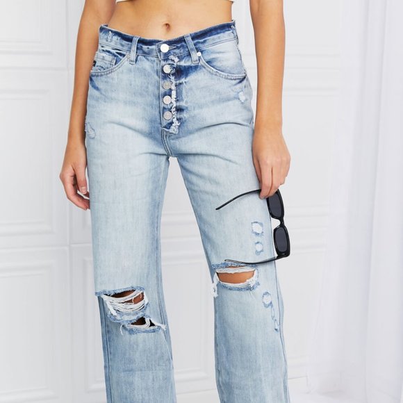 KanCan | Jeans | Kancan Button Fly Distressed Raw Hem Straight Leg ...